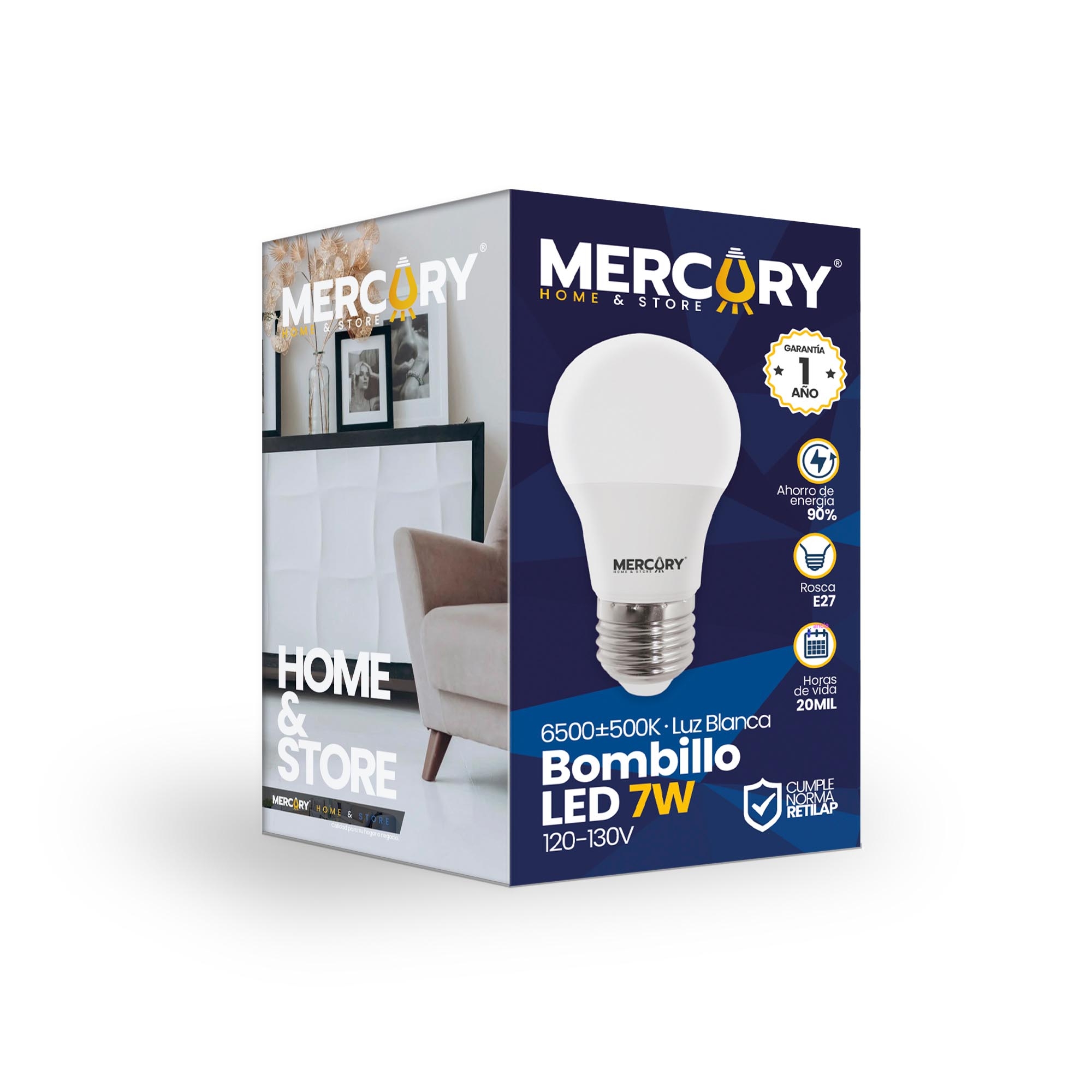 Bombillo Led Mercury 7w E27 6500k Alta Calidad 90lumens*W Ibl30