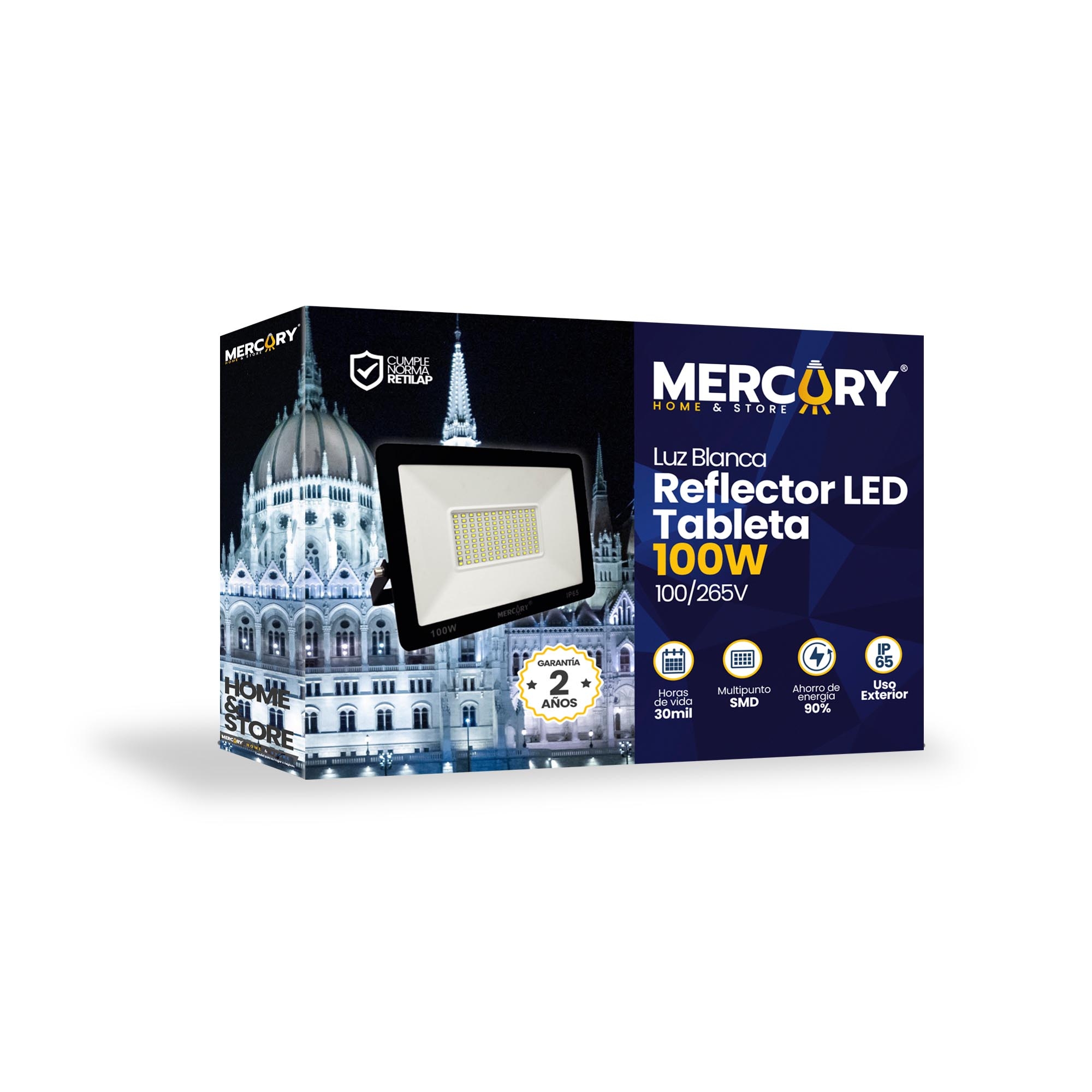 REFLECTOR LED MERCURY TIPO TABLETA 100W 6500K